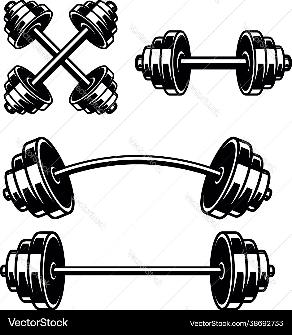 Set gym barbells design element for logo Vector Image