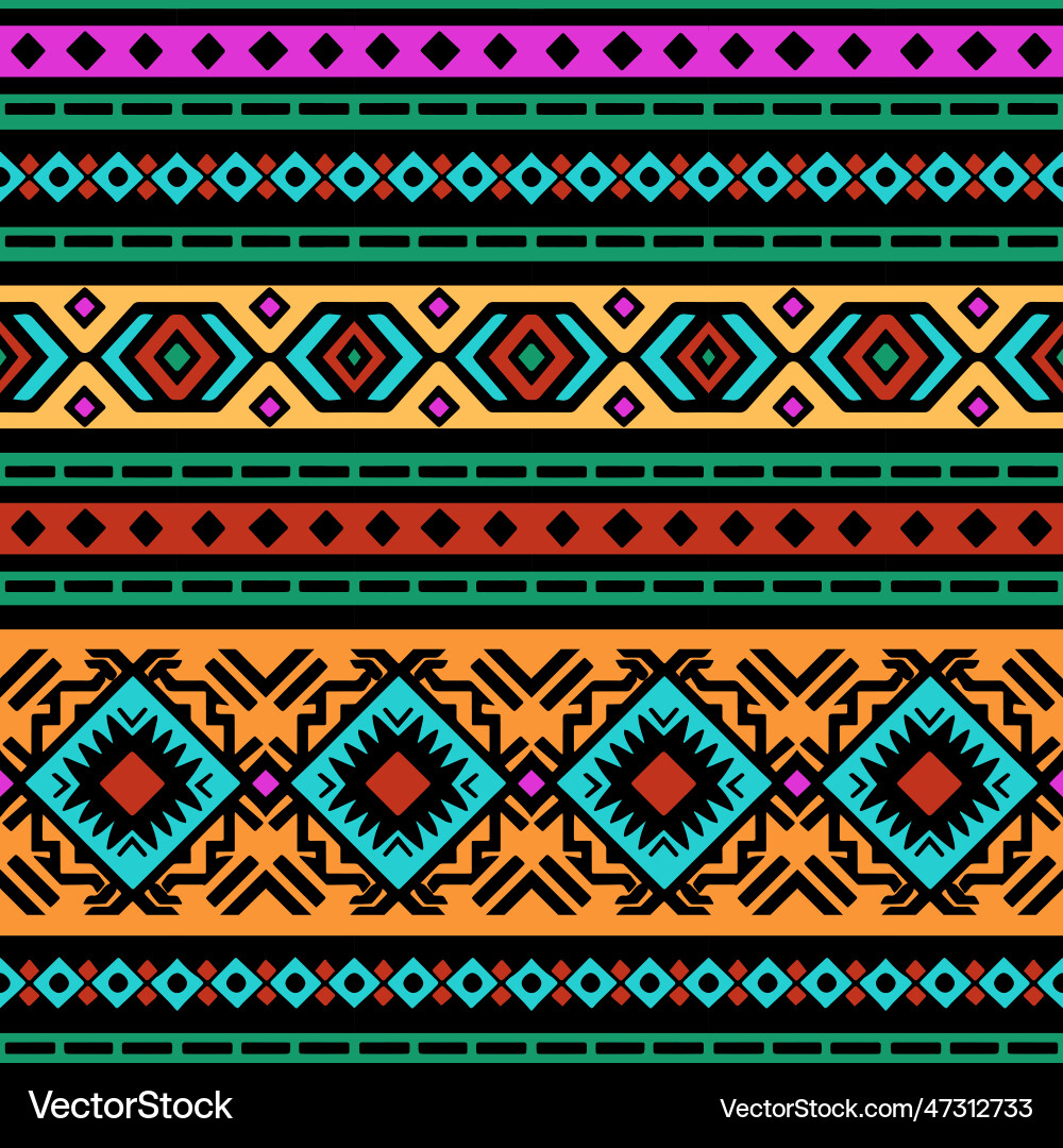 Tribal red blue and orange seamless pattern Vector Image