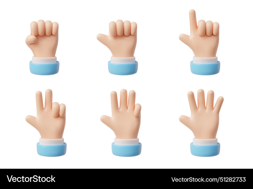 Varied hand gestures 3d set Royalty Free Vector Image