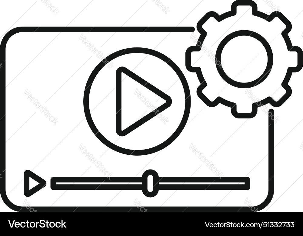Video player interface icon with settings gear Vector Image