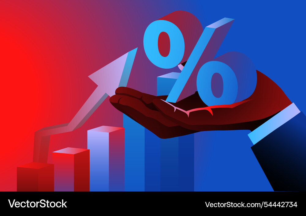 Businessman blue red hand rise graph chart Vector Image