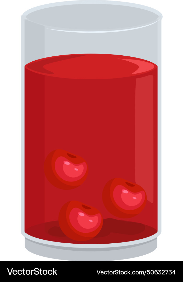Glass cherry juice whole cherries inside Vector Image