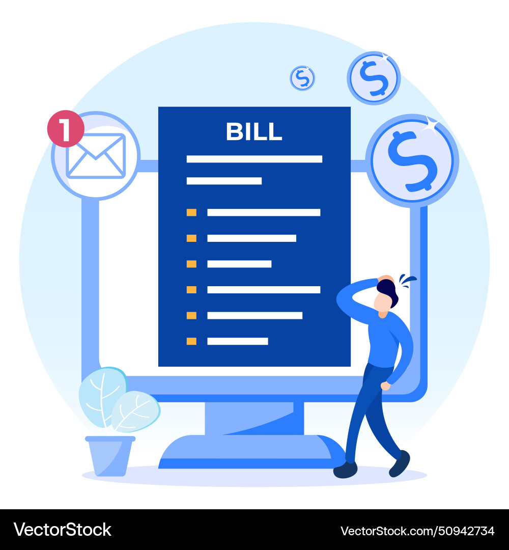 Graphic cartoon character of bill Royalty Free Vector Image