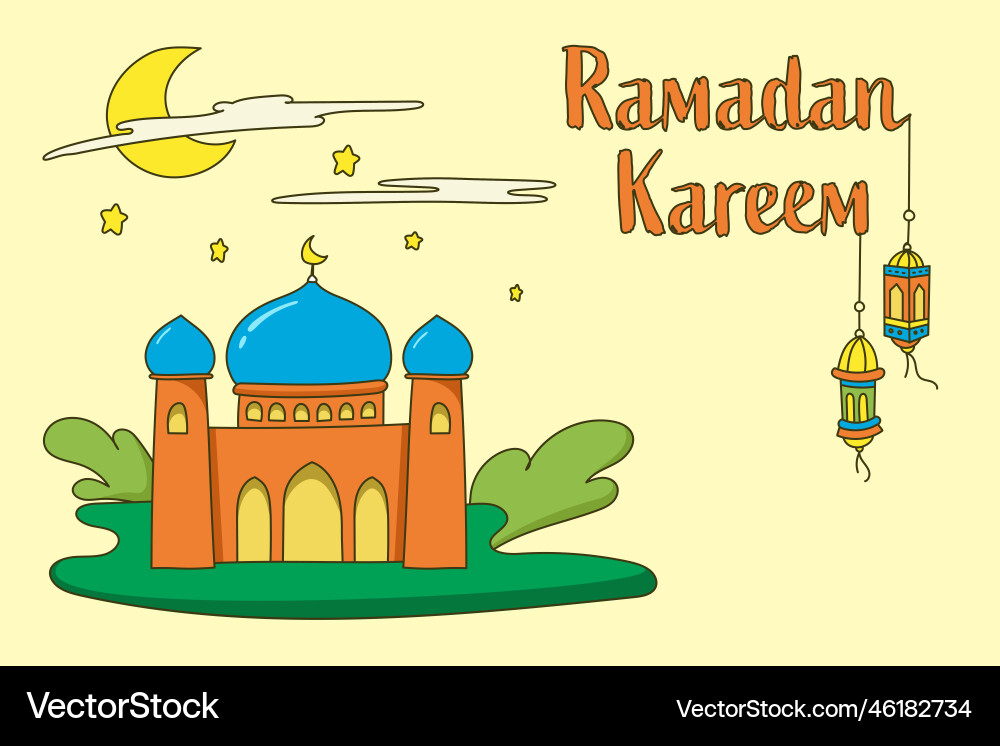 Ramdan karem hand drawn design Royalty Free Vector Image