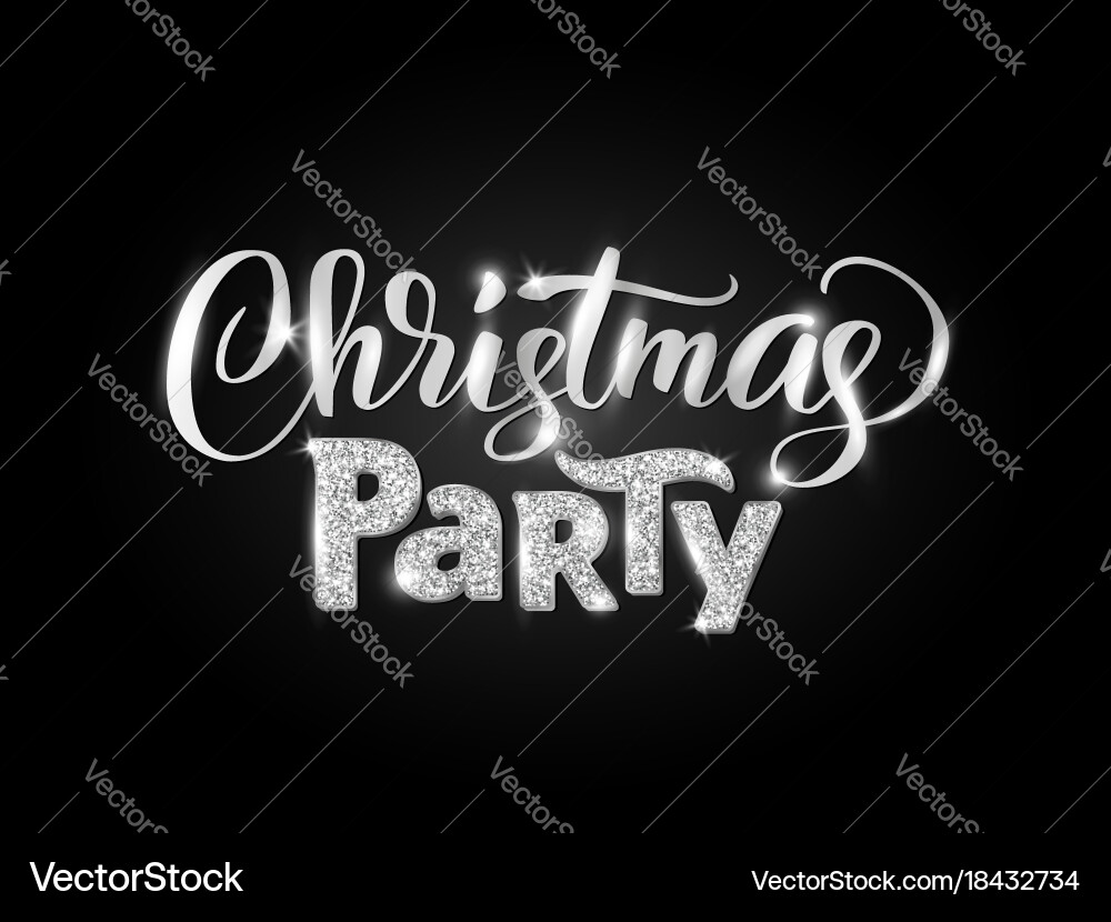 Sparkling Christmas Party Lettering Royalty Free Vector