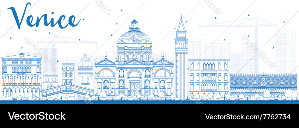 Venice Skyline Outline Royalty Free Vector Image