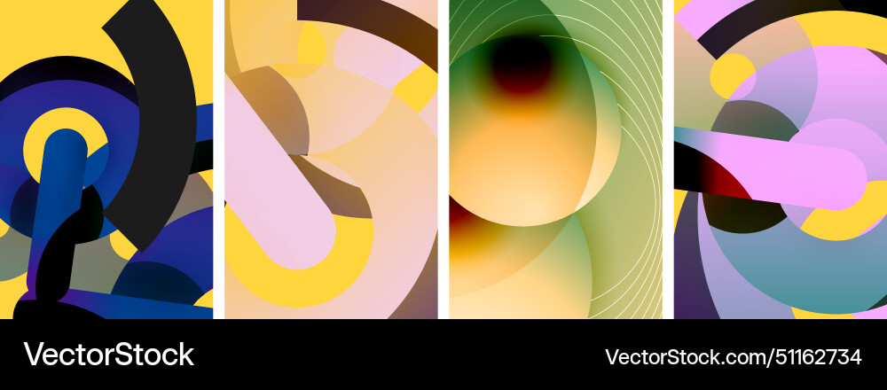 Vibrant abstract art with circles rectangles Vector Image