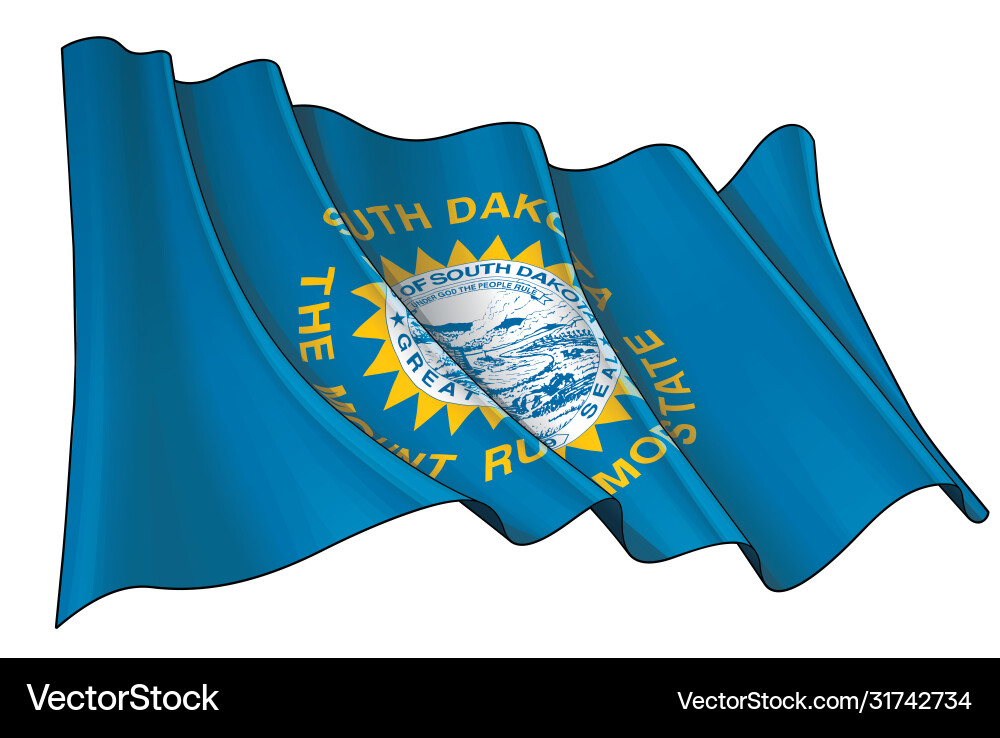 Waving flag state south dakota Royalty Free Vector Image
