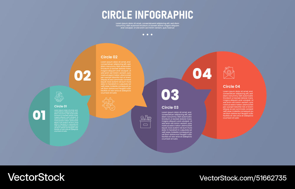 4 point circle infographic stage or step template Vector Image