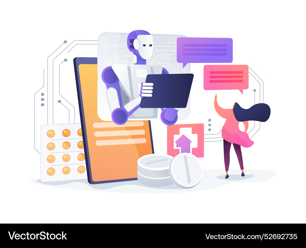 Ai-powered healthcare chatbots abstract concept Vector Image
