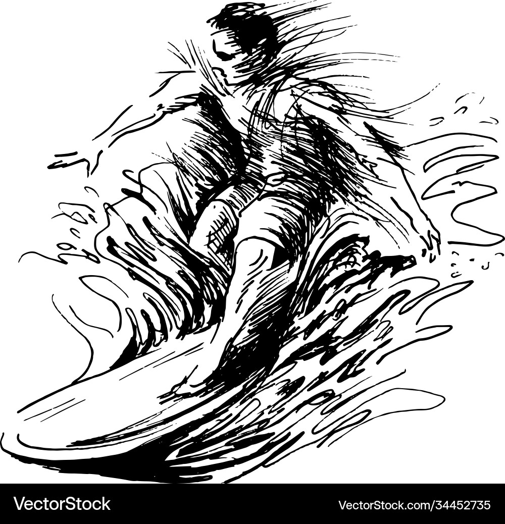 Hand sketch a surfer Royalty Free Vector Image