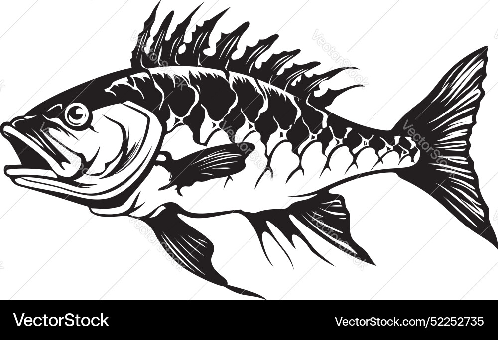 Savage skeletal predator fish skeleton logo Vector Image