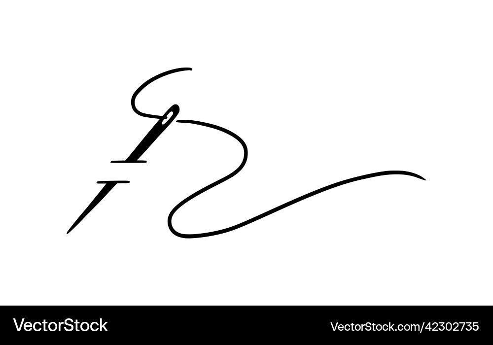Tailor needle with thread Royalty Free Vector Image