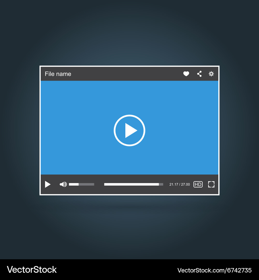 Template of interface video player with icons Vector Image