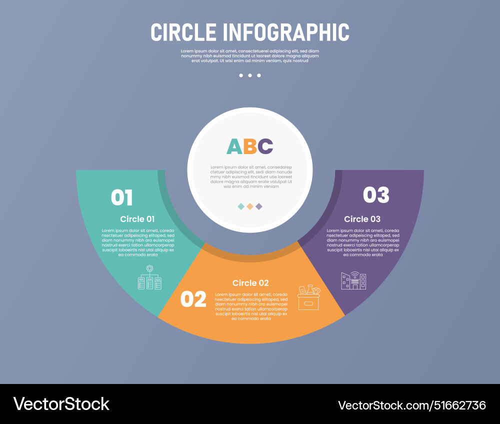 3 point circle infographic stage or step template Vector Image