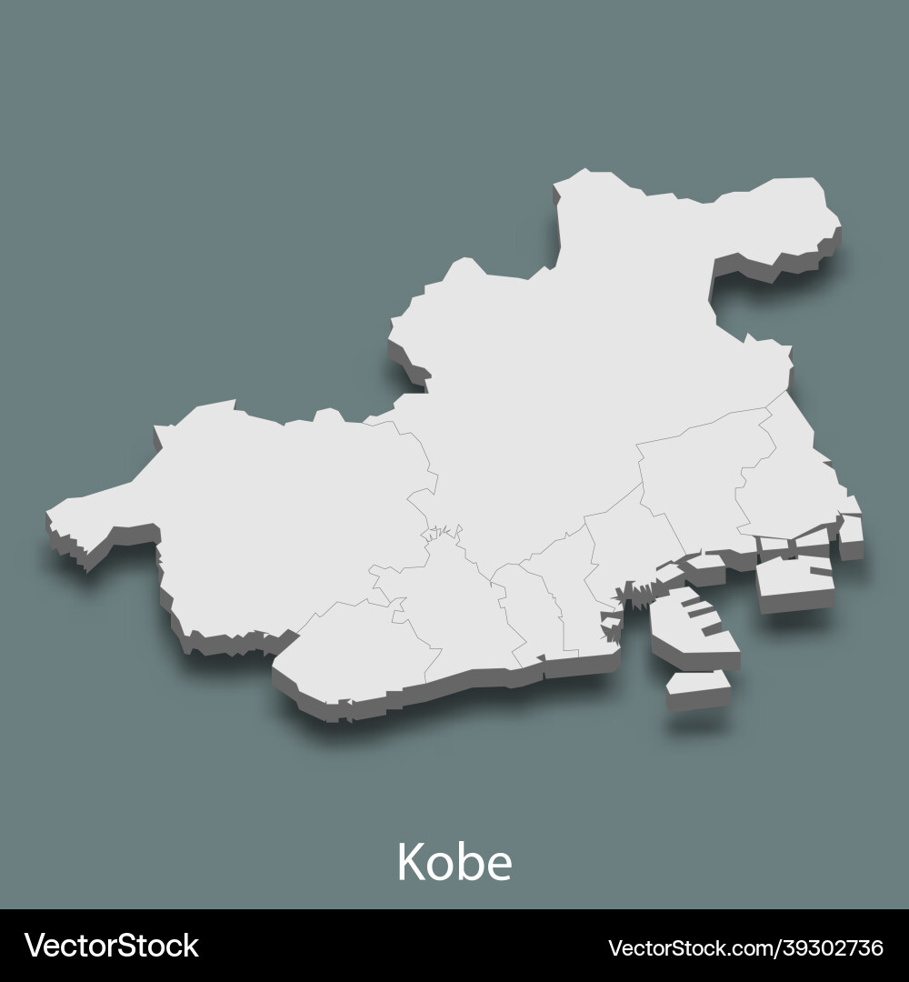 3D Isometric Kobe City Map Royalty Free Vector Image