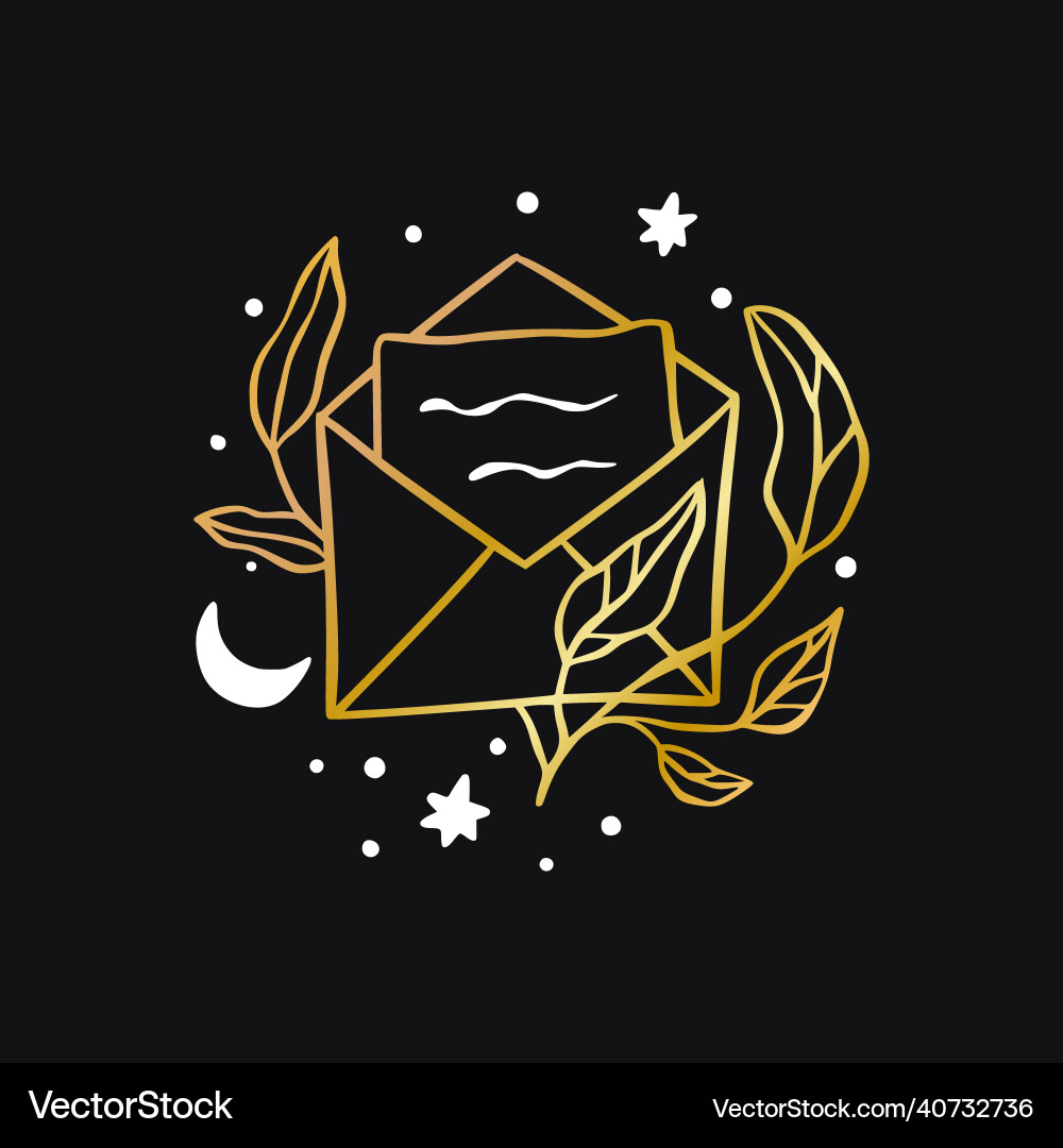 Boho letter mail celestial icon - star Royalty Free Vector