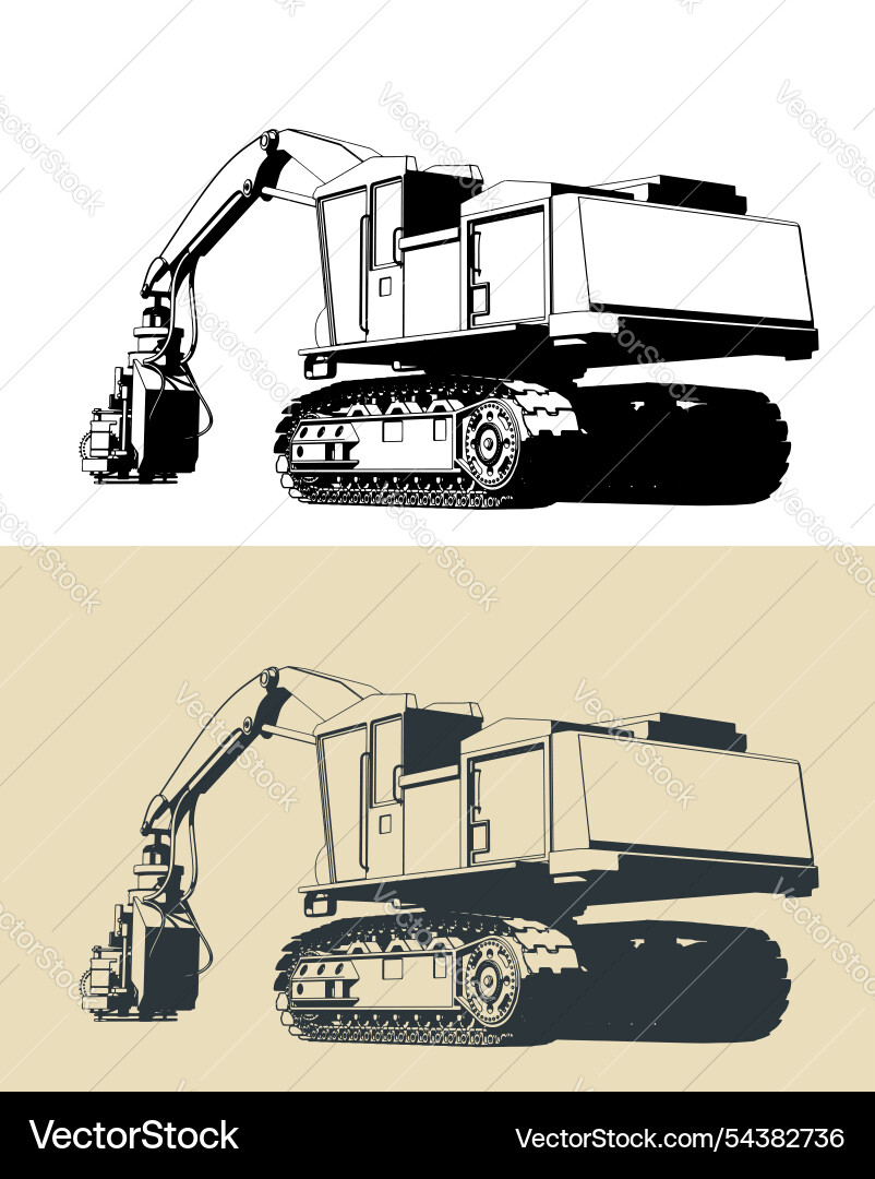 Crawler forestry harvester Royalty Free Vector Image