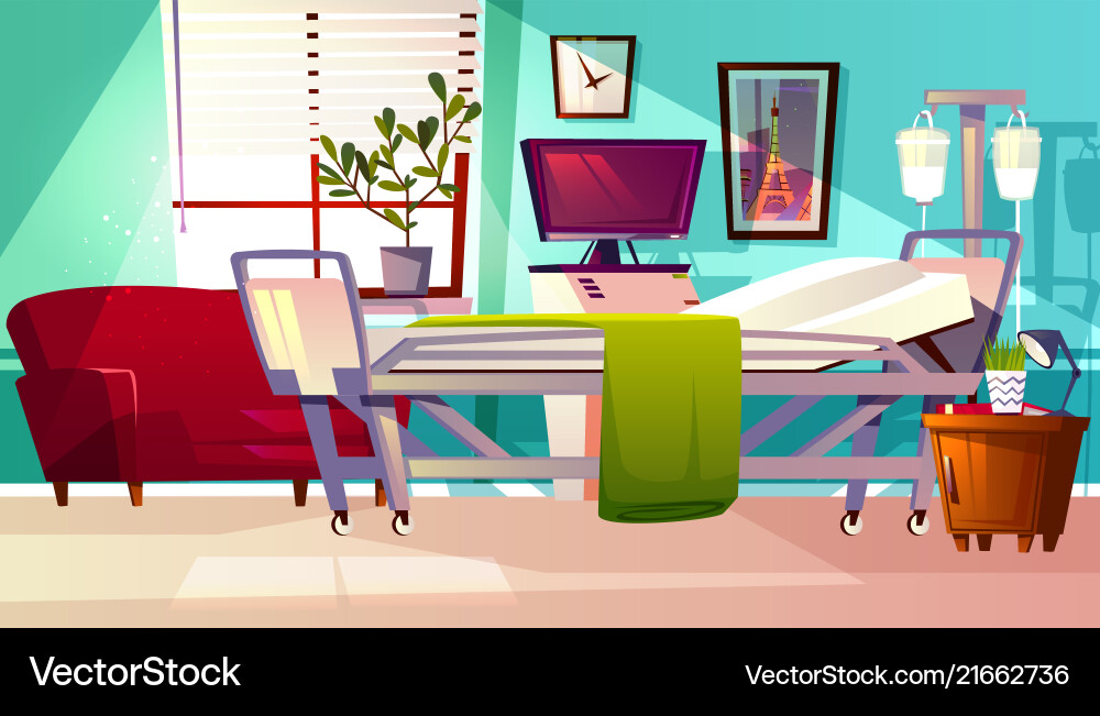 Hospital ward room interior Royalty Free Vector Image