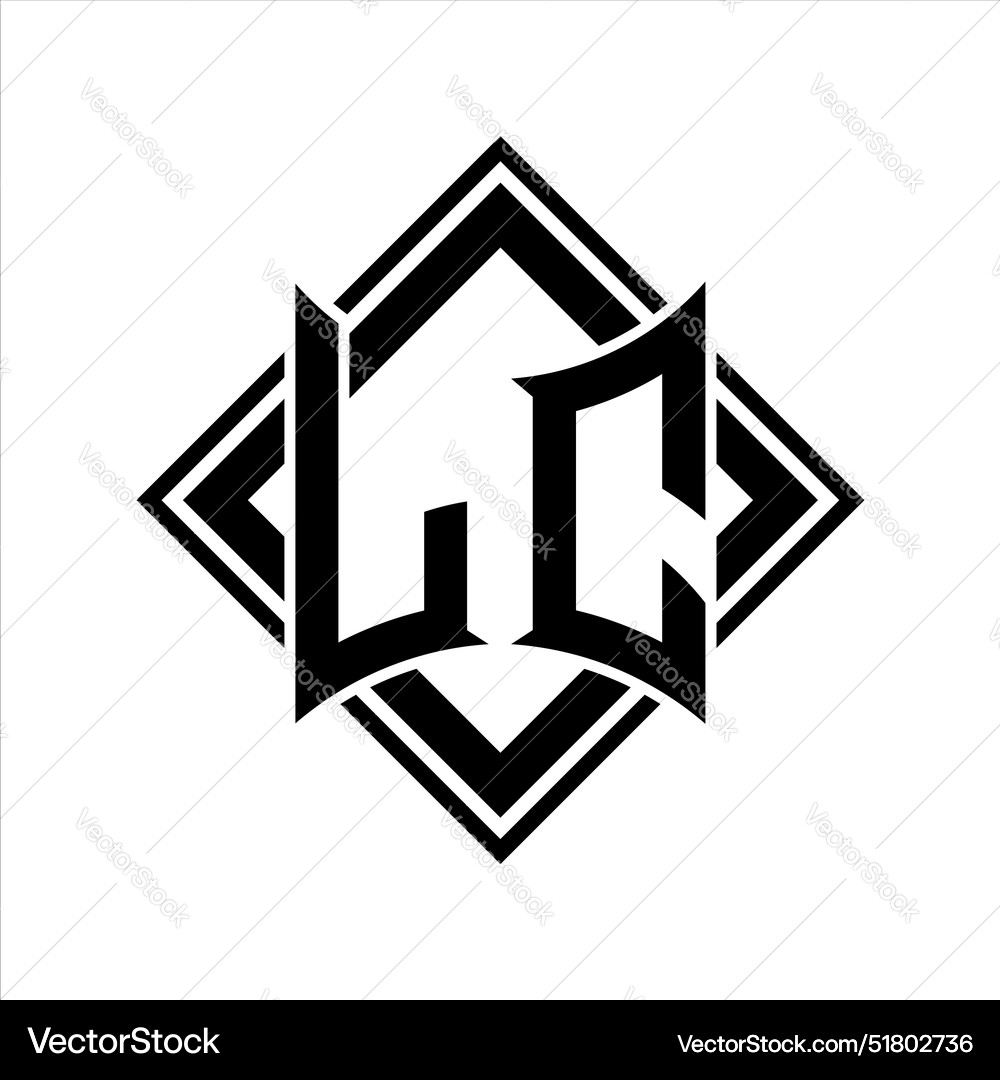 Lc letter logo with abstract shield shape Vector Image