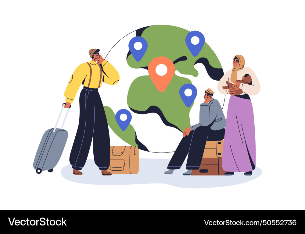 Migration concept refugees migrants foreigners Vector Image