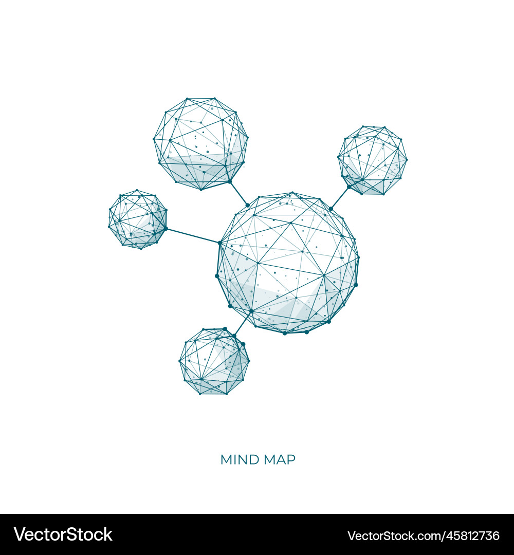 Mind map icon low poly wireframe Royalty Free Vector Image