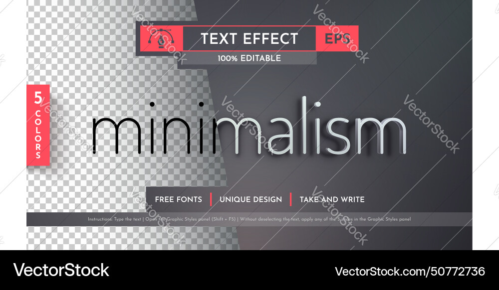 Minimalism editable text effects graphic styles Vector Image