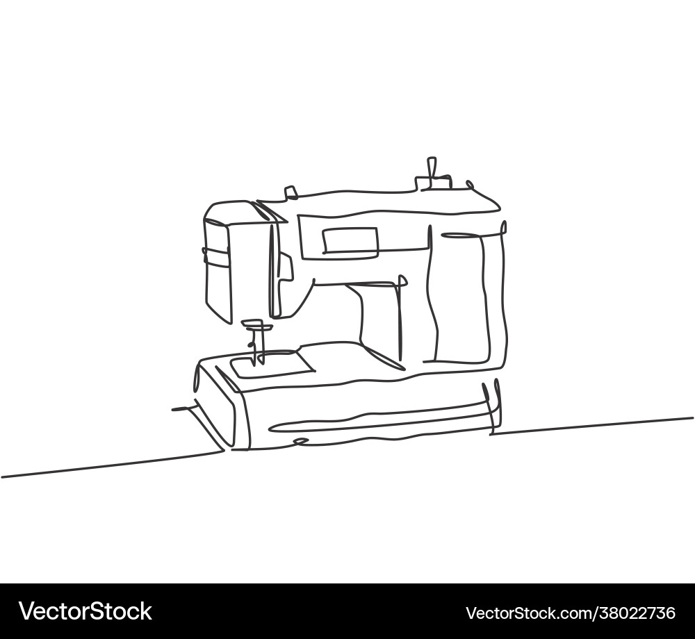 One continuous line drawing sewing machine Vector Image