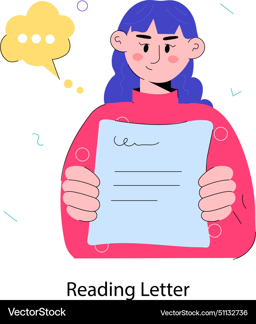 Reading letter Royalty Free Vector Image - VectorStock