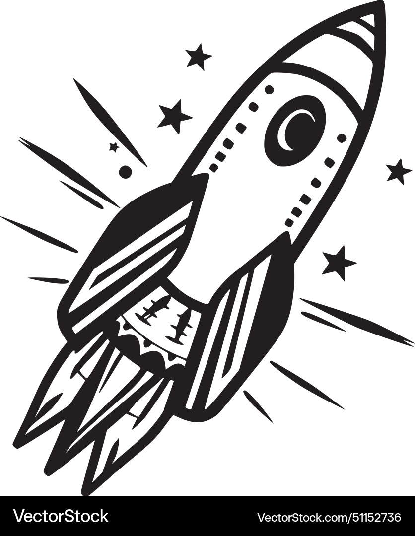 Rocket - minimalist and flat logo Royalty Free Vector Image