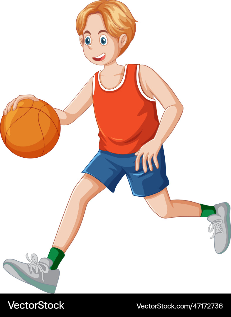 Teen boy playing basketball Royalty Free Vector Image