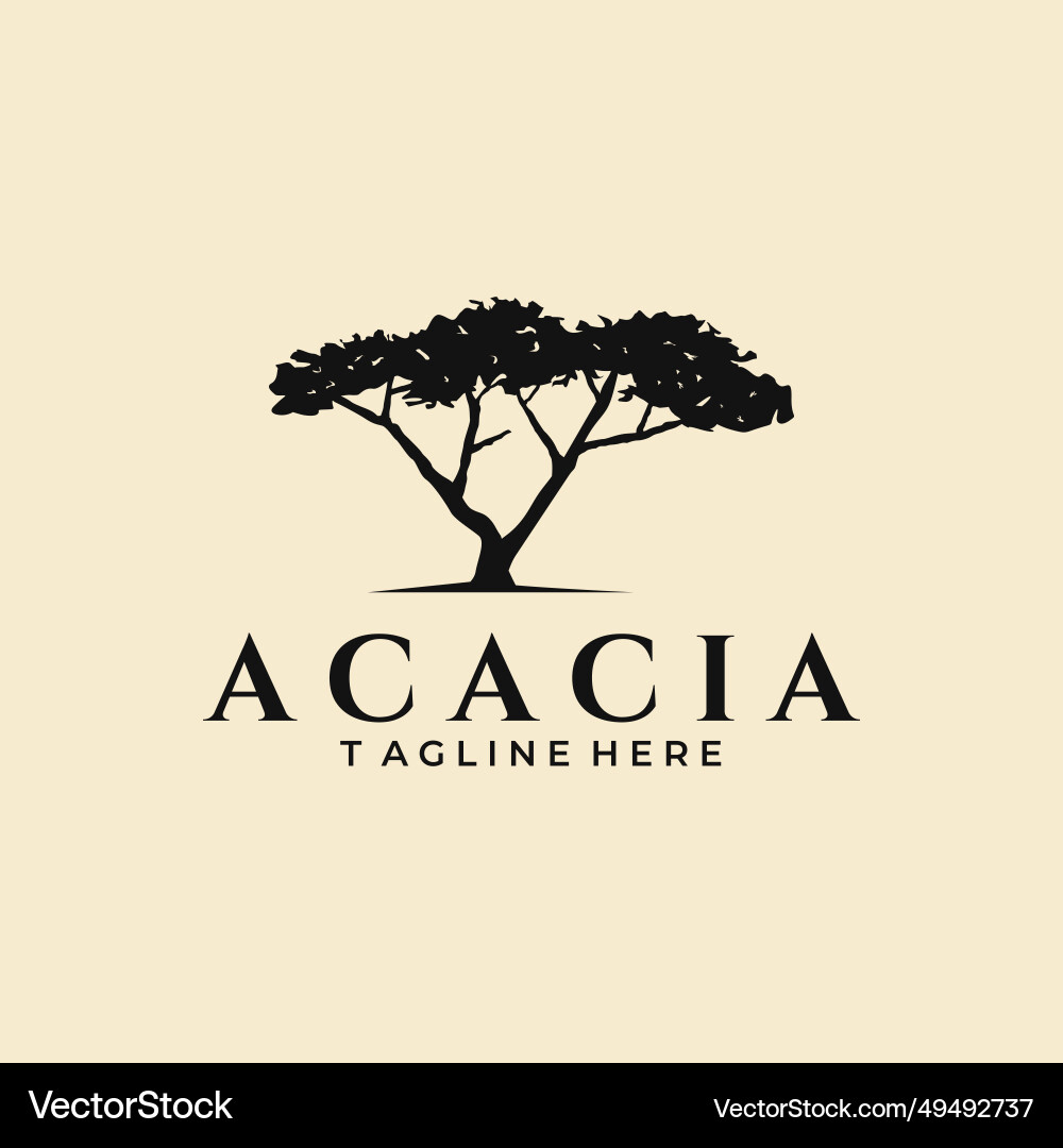 Acacia tree logo vintage symbol design Royalty Free Vector