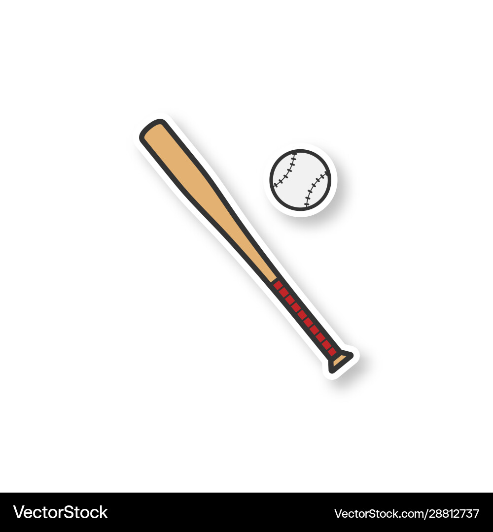 Baseball bat and ball patch Royalty Free Vector Image