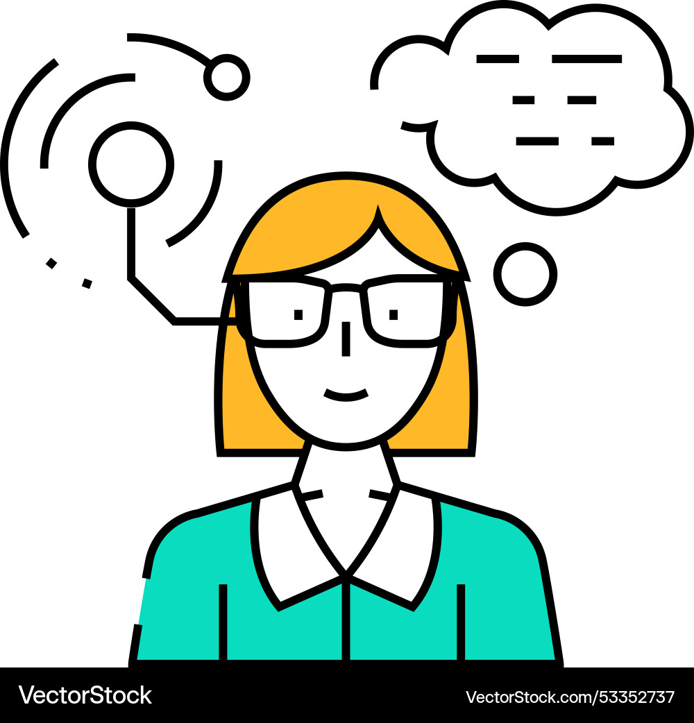 Geek chic tech enthusiast icon color Royalty Free Vector