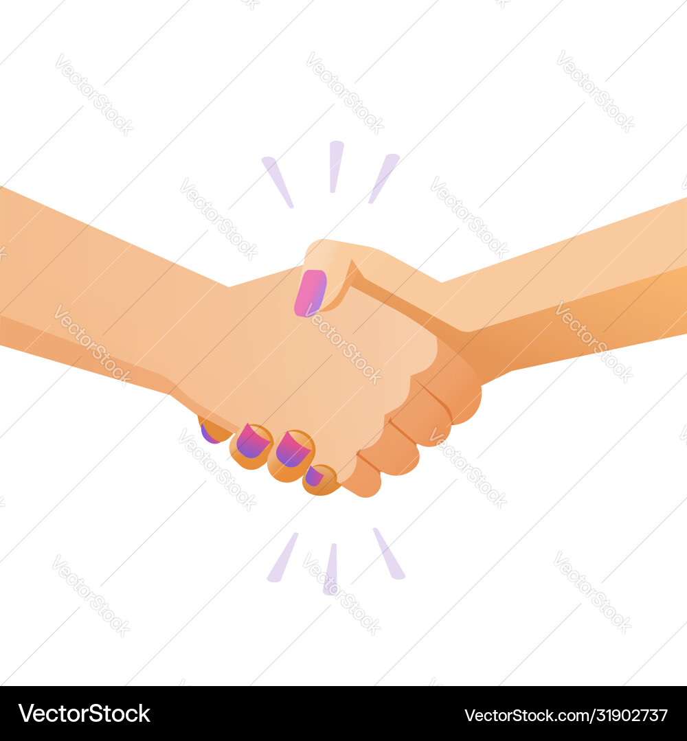Hand shake handshake woman and man or shaking Vector Image
