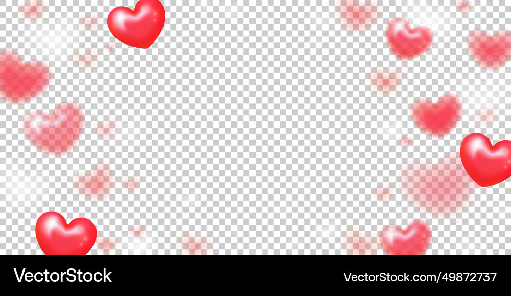 Hearts on transparent background flying Royalty Free Vector
