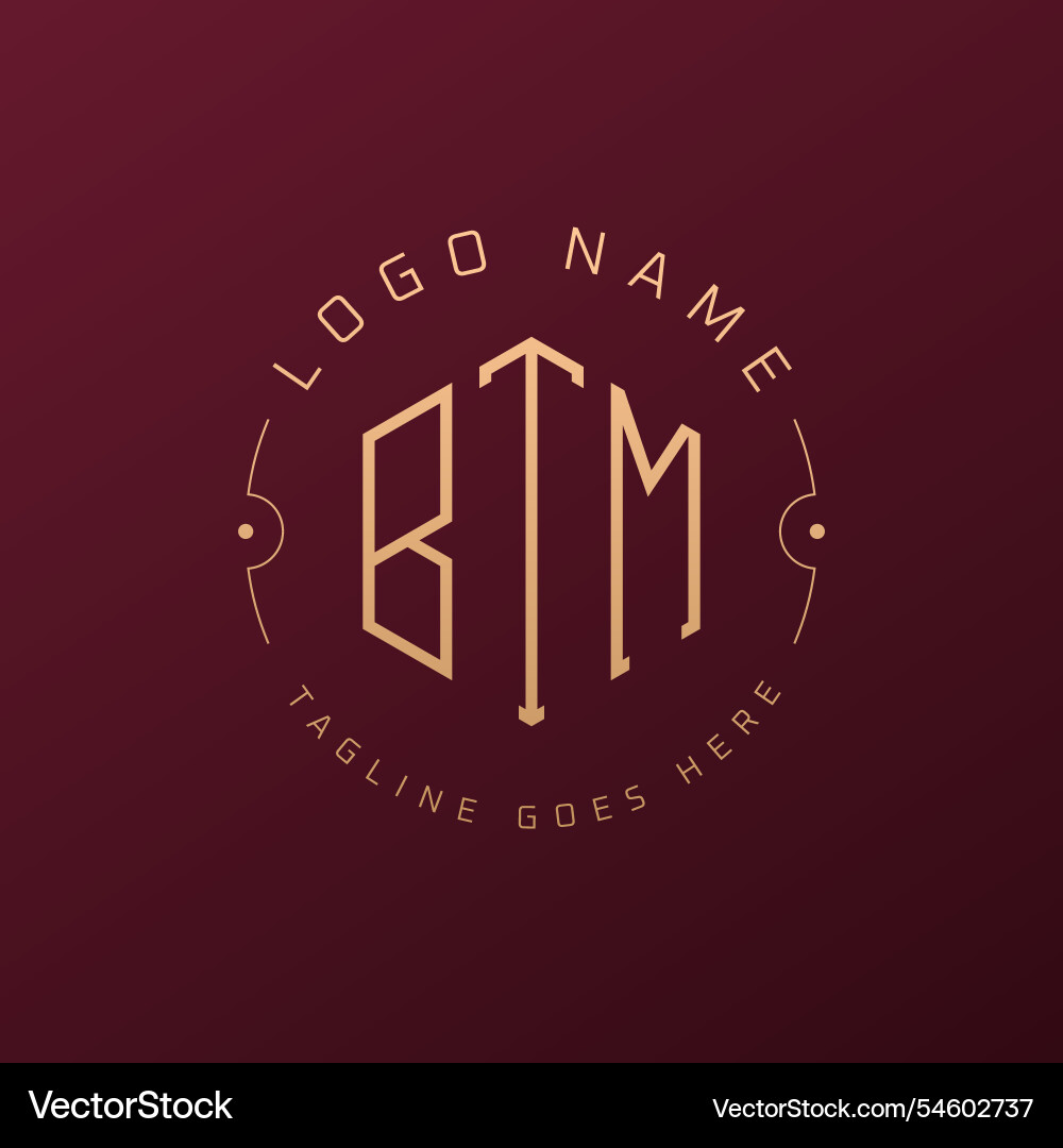 Luxury btm logo design elegant letter Royalty Free Vector