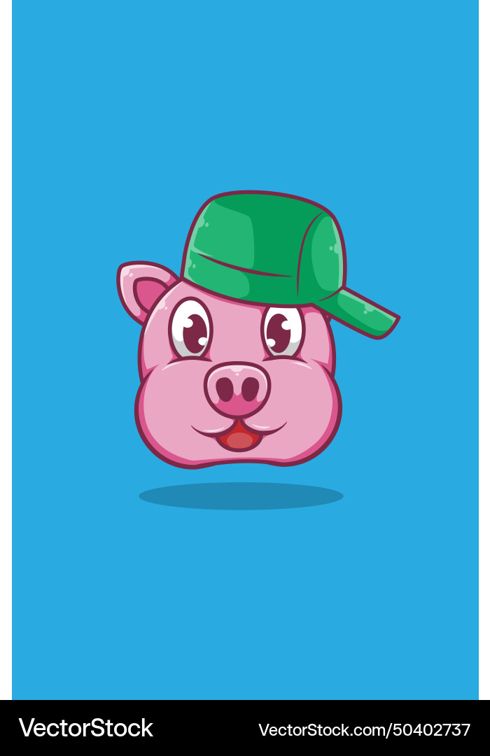 Pig with hat cartoon Royalty Free Vector Image