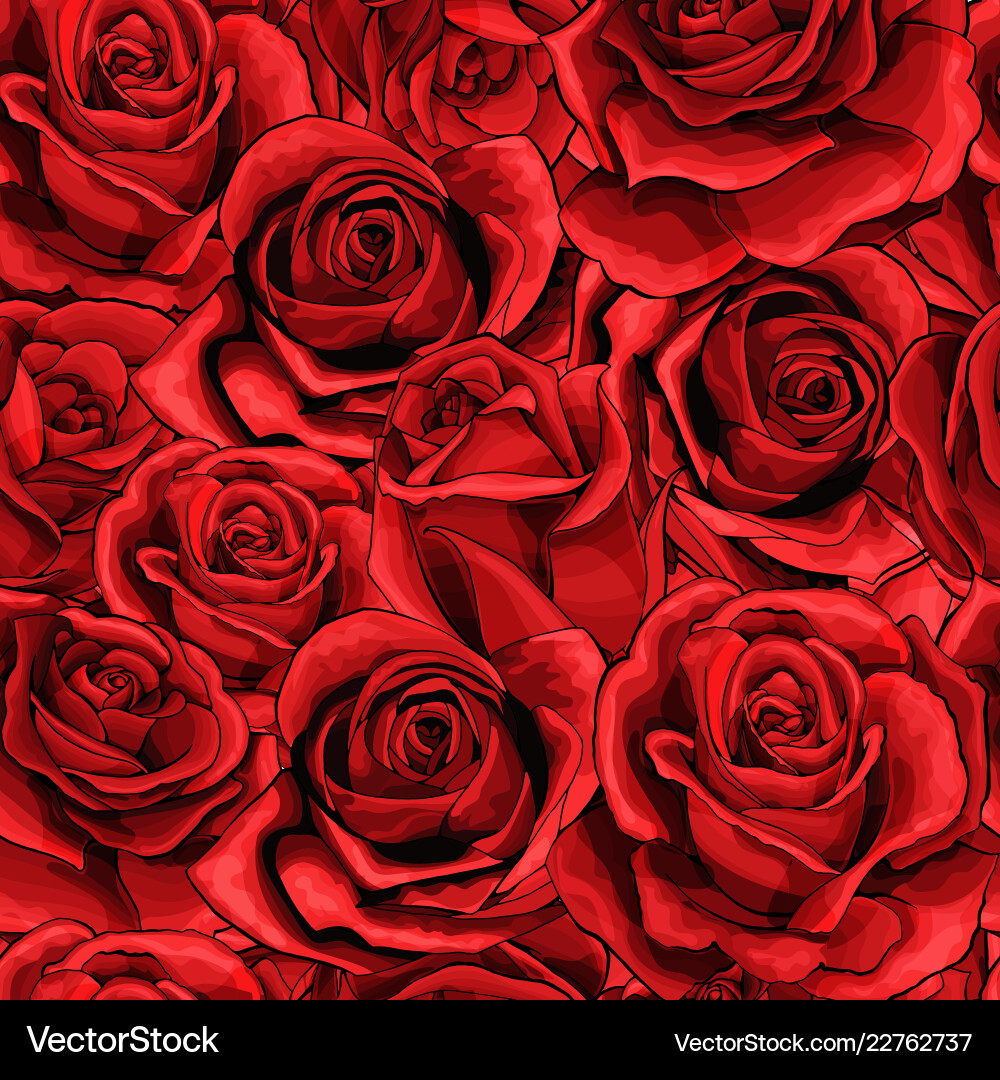 Red Rose Seamless Floral Pattern Royalty Free Vector Image