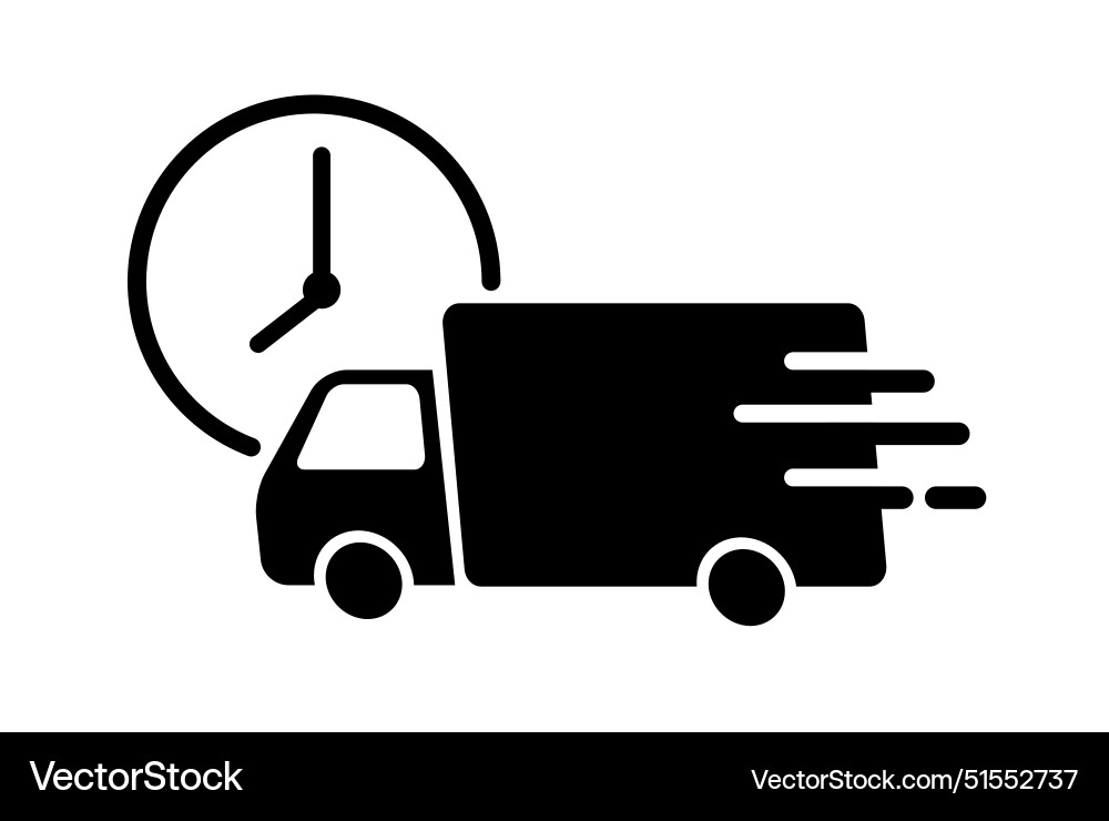 Shipping fast delivery truck with clock icon Vector Image