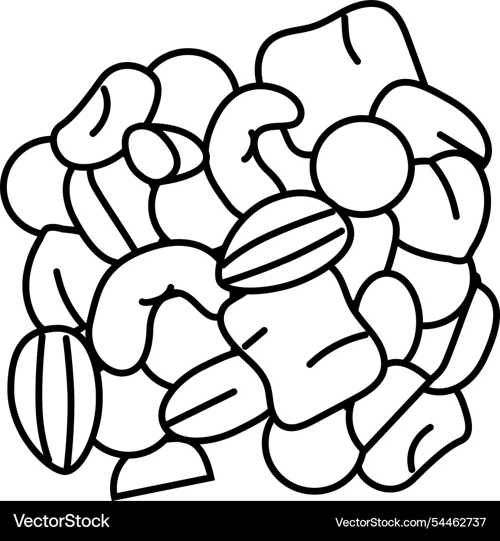 Trail mix snack food line icon Royalty Free Vector Image