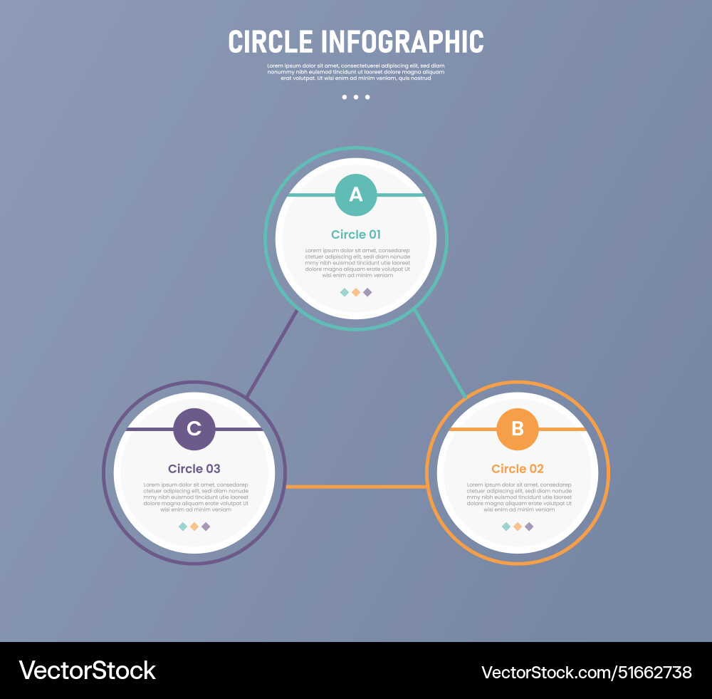 3 point circle infographic stage or step template Vector Image