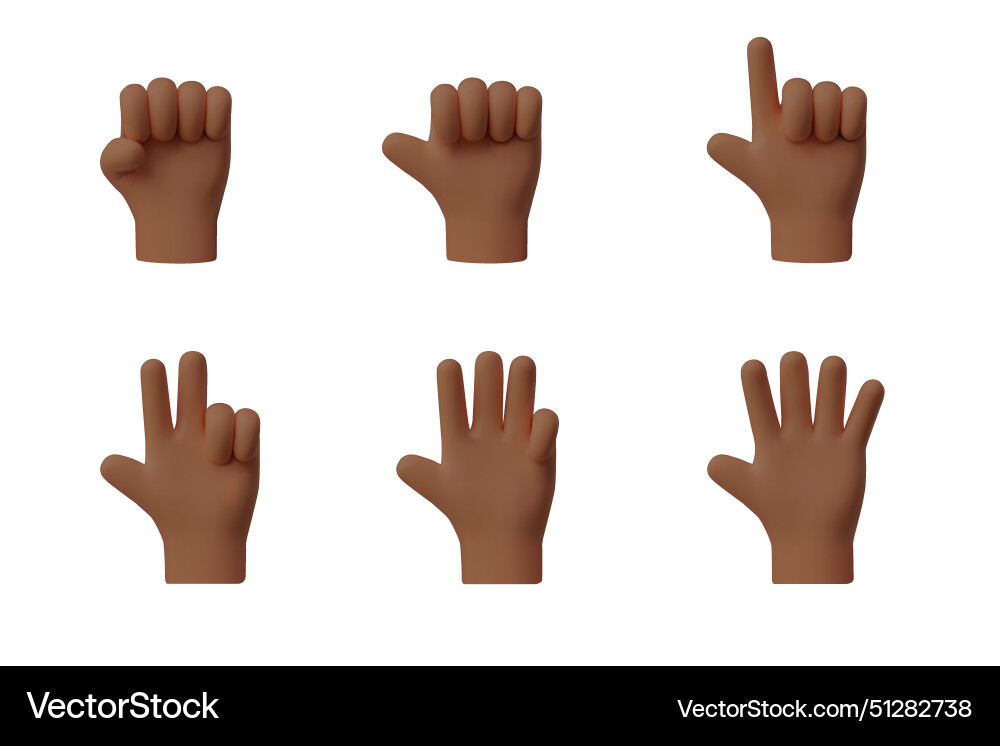 3d hand shows fingers counting from one to five Vector Image