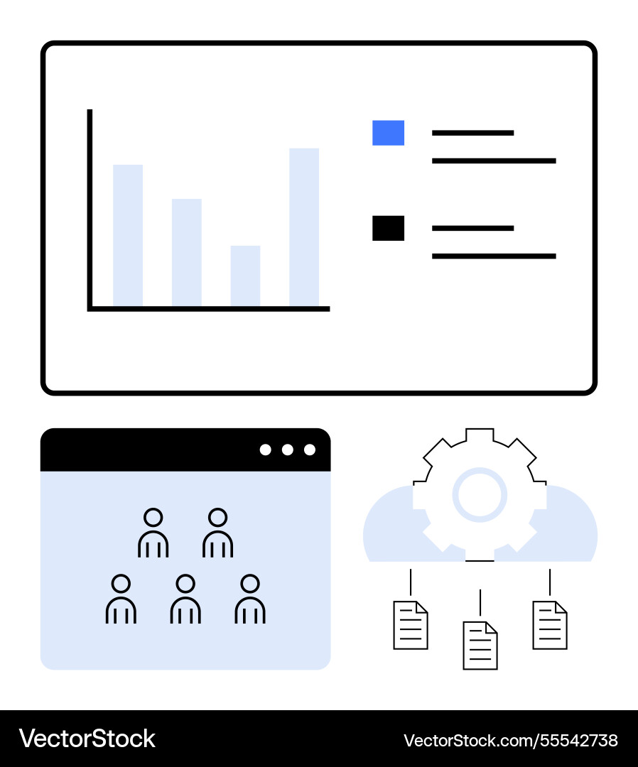 Data analysis team collaboration and cloud Vector Image