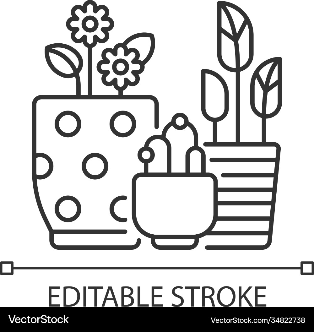 Flower planters linear icon Royalty Free Vector Image