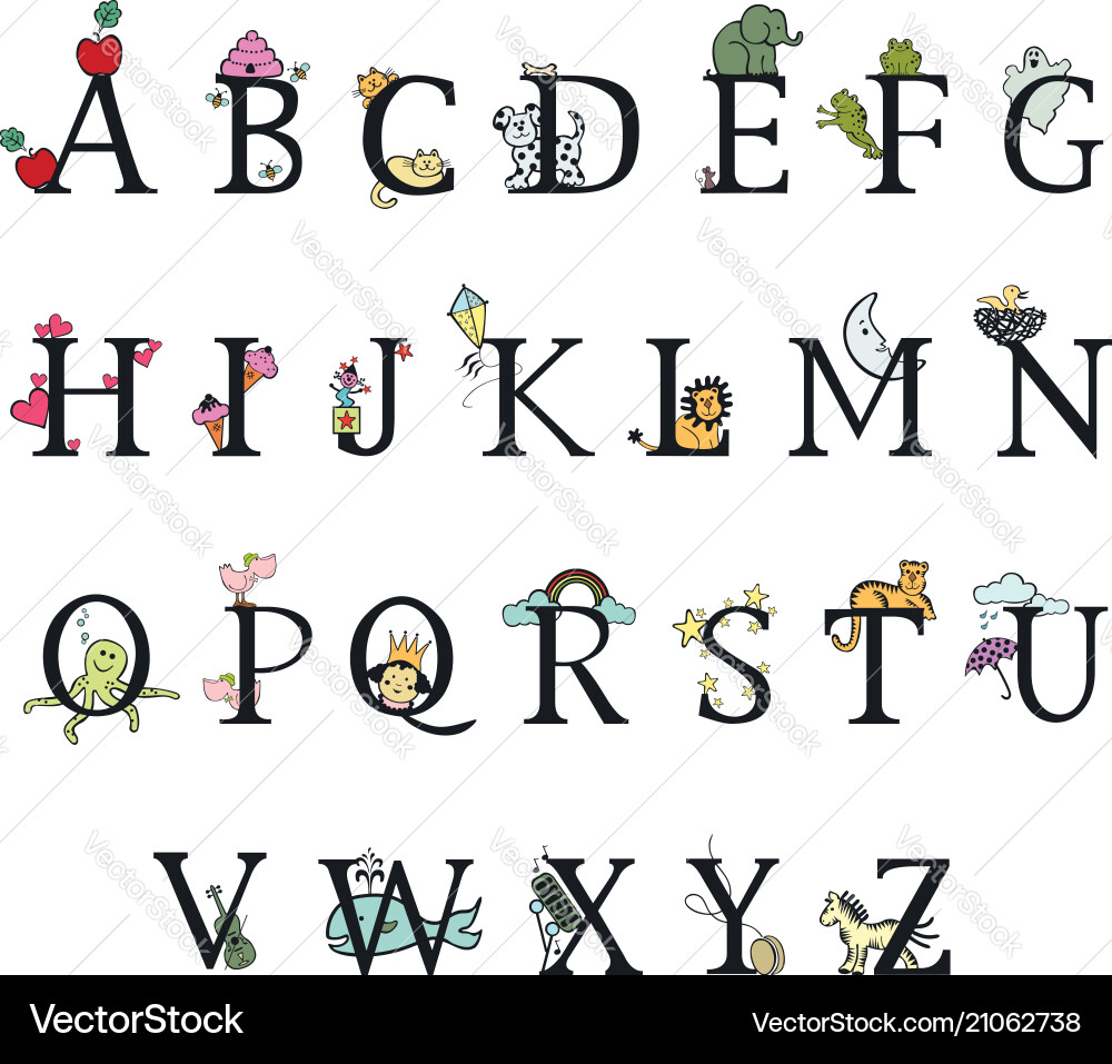 Kids alphabet Royalty Free Vector Image - VectorStock