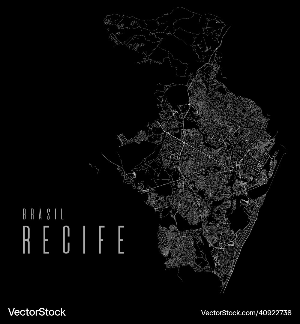 Recife city map poster brazil municipality square – Royalty-Free Vector ...