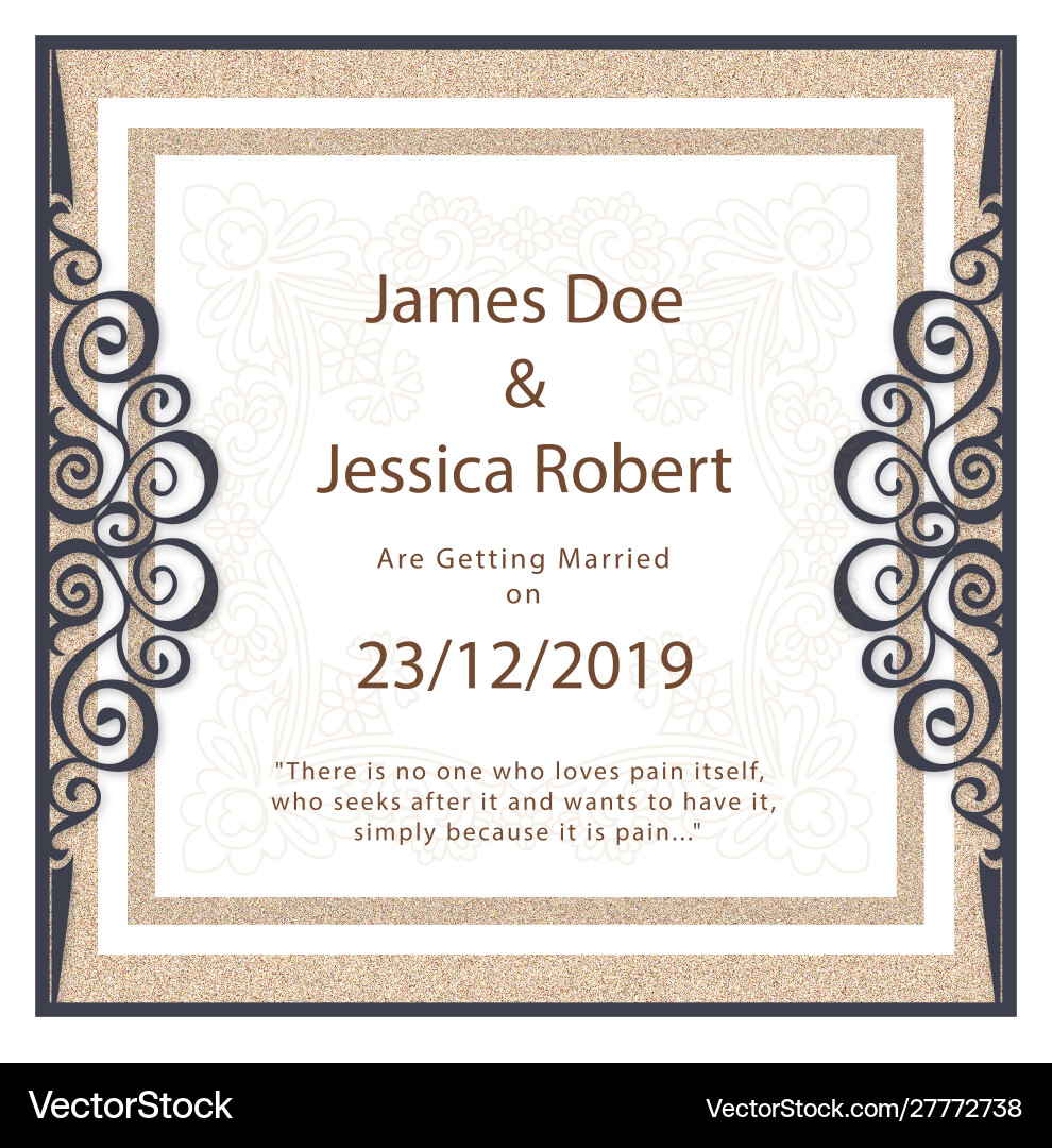 Royal wedding invitation card template Royalty Free Vector