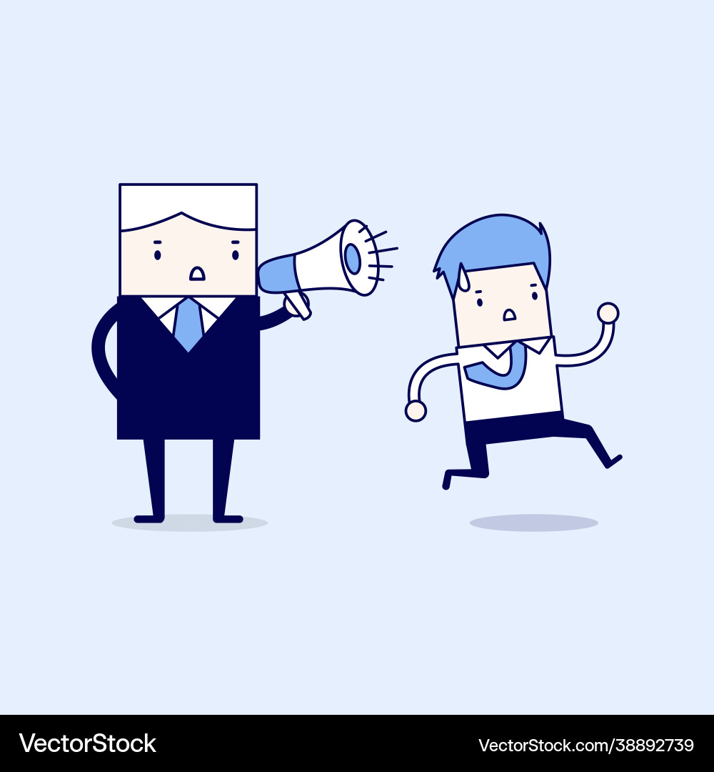 Boss commanding officers into a megaphone Vector Image