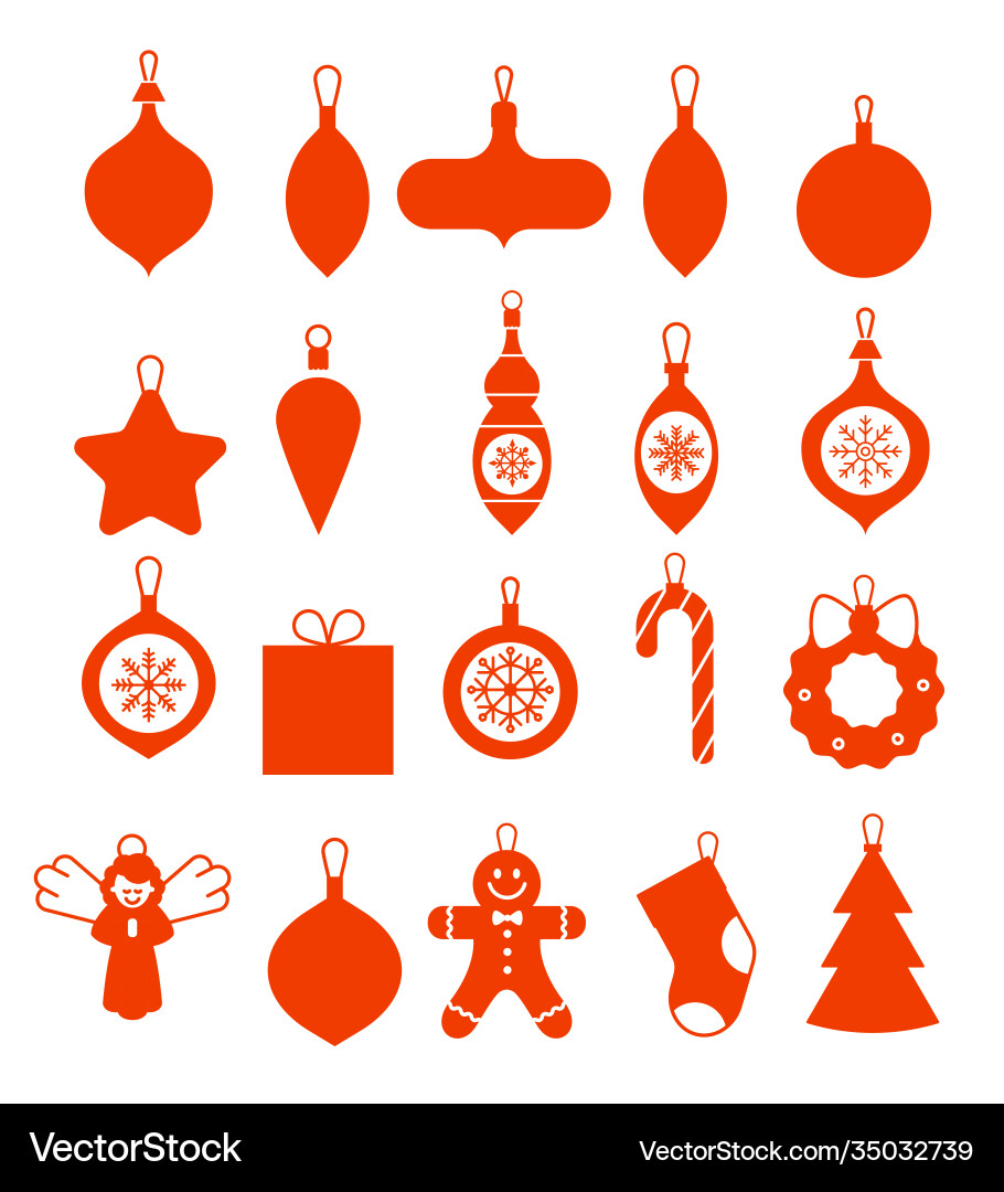 Collection hanging christmas icons set Royalty Free Vector